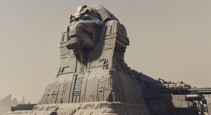 ancient Egyptian intricate mech details, ground-level shot, 8K ...