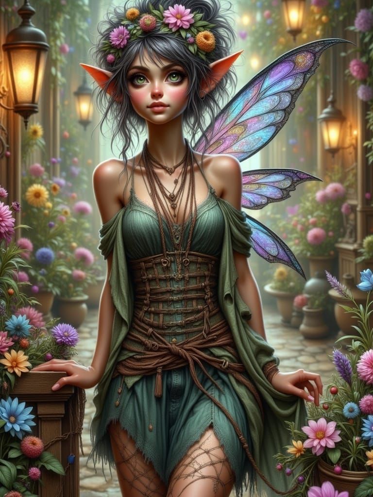 Portrait of a Spring Fairy - Enchanted Spring Goddess in Whi...