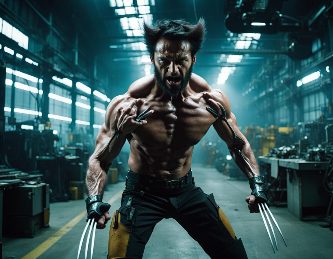 Wolverine in a Cyborg Factory - AI Generated Artwork - NightCafe Creator