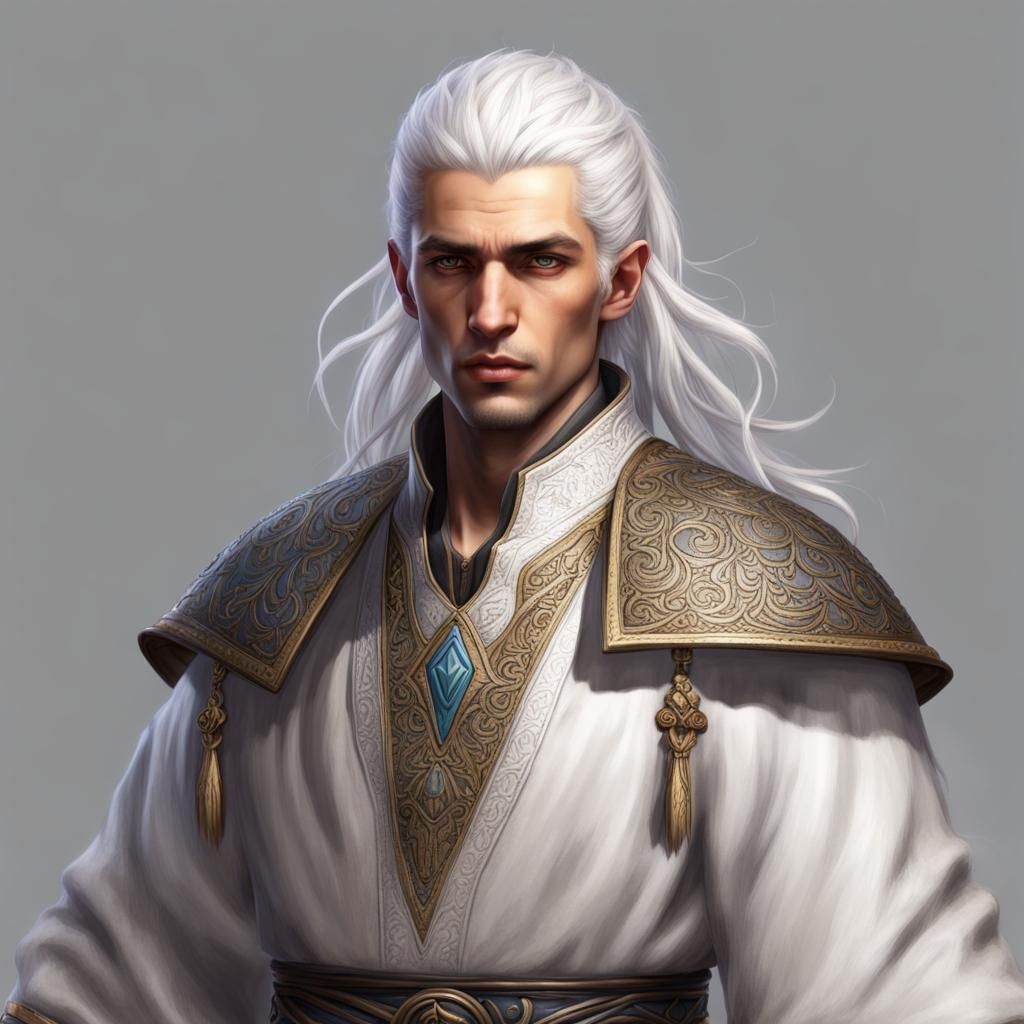 Young male Kalashtar Cleric with white hair - AI Generated Artwork ...