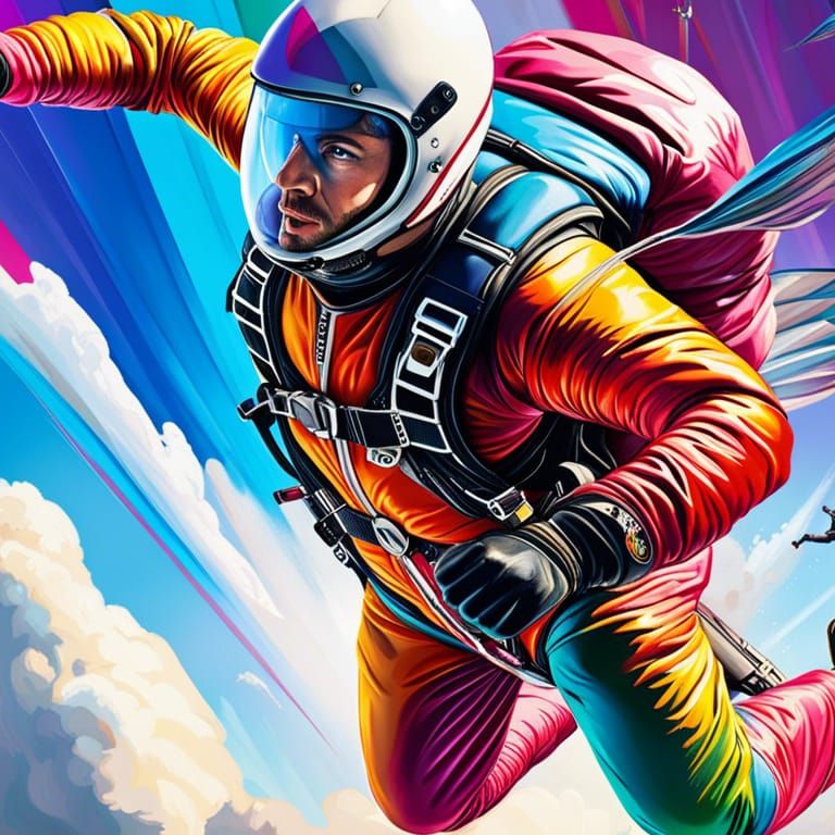 Skydiver in freefall - AI Generated Artwork - NightCafe Creator