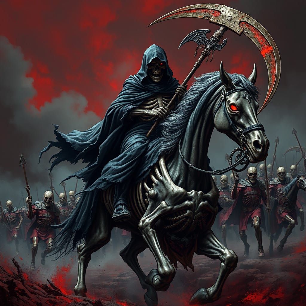 dark fantasy, death leads the army of the dead