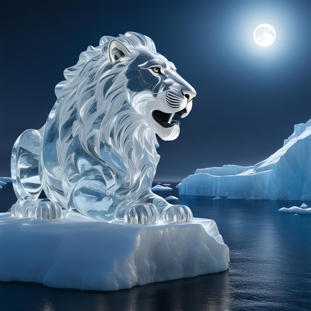 Ice Lion - AI Generated Artwork - NightCafe Creator