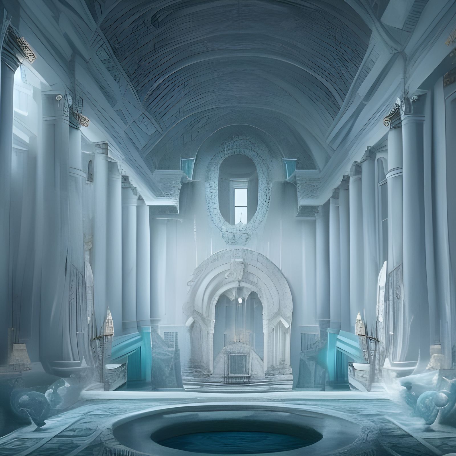 marble castle in heaven pale glacial blue hues - AI Generated Artwork ...