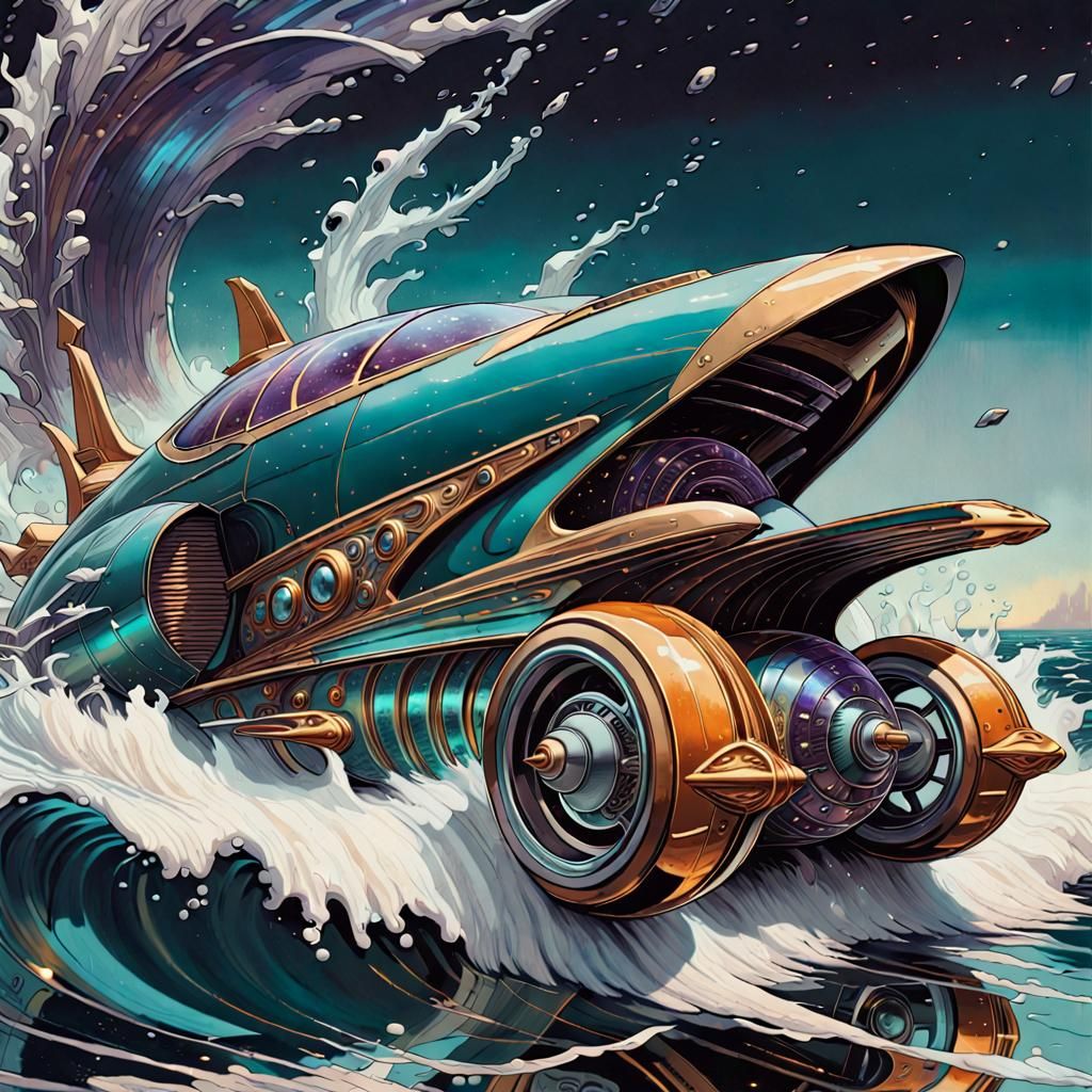 Amphibian car on wheels - AI Generated Artwork - NightCafe Creator