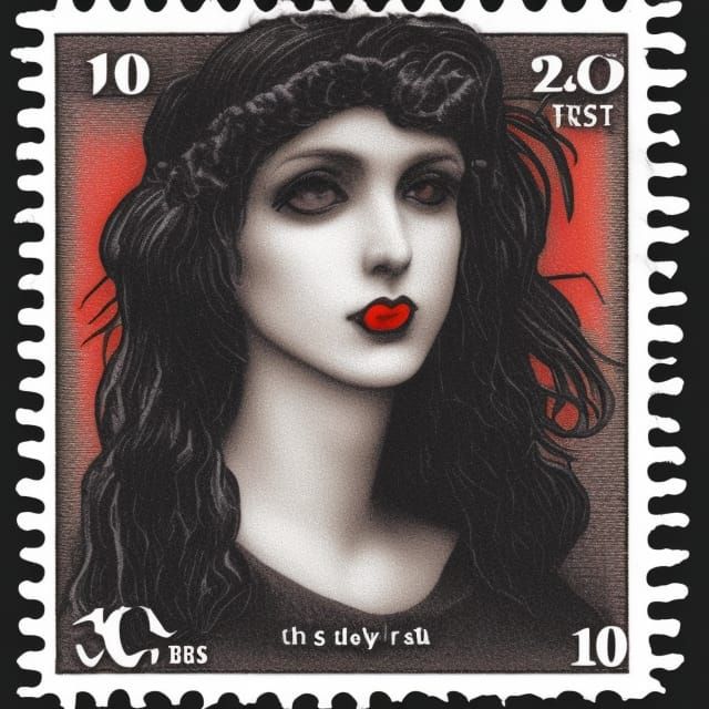 Goth Girl Postage Stamp - AI Generated Artwork - NightCafe Creator
