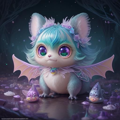 adorable chibi plump bat princess intricately detailed happy cute ...