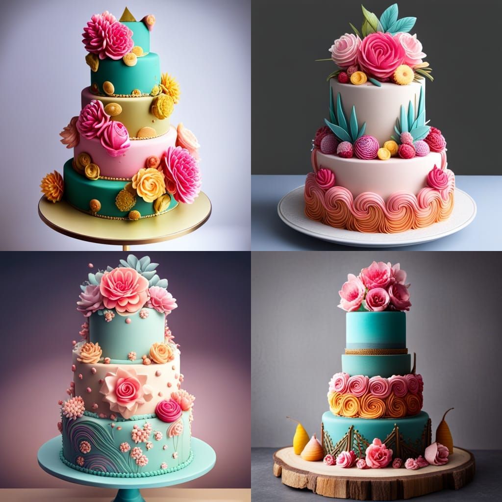 Different types of colourful cake designs with a touch of fantasy and ...