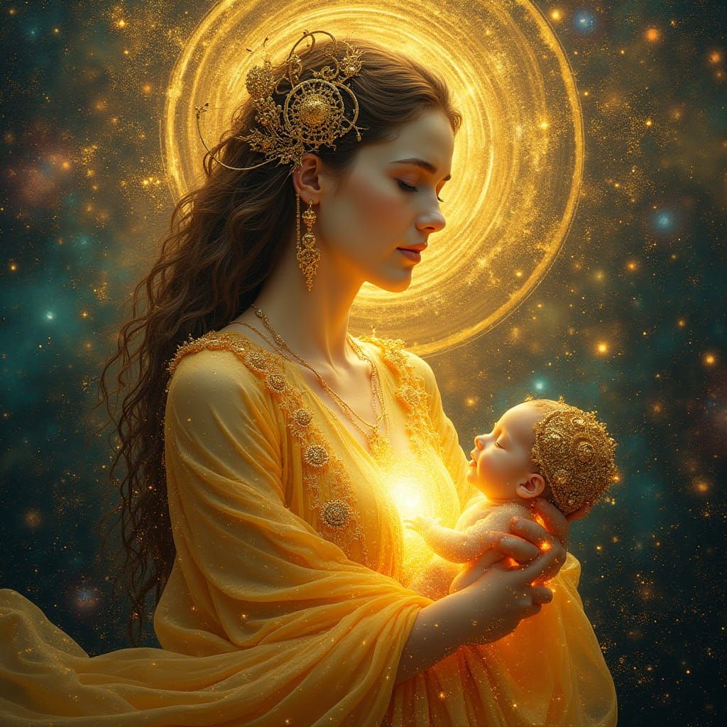 Mother of Stardust - Surreal Goddess of Cosmic Rebirth in Cy...