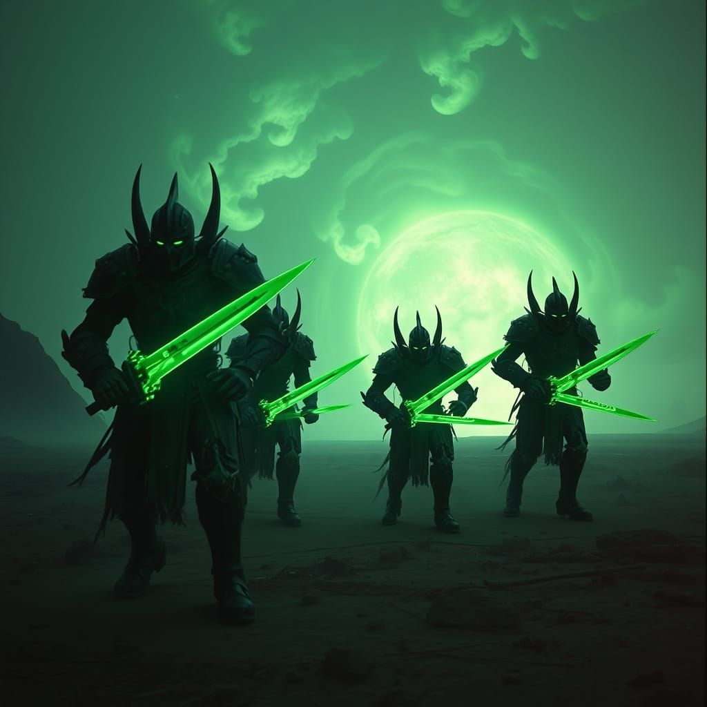 Dystopian Warriors of Green Acid Fury in Cyberpunk... - AI Art