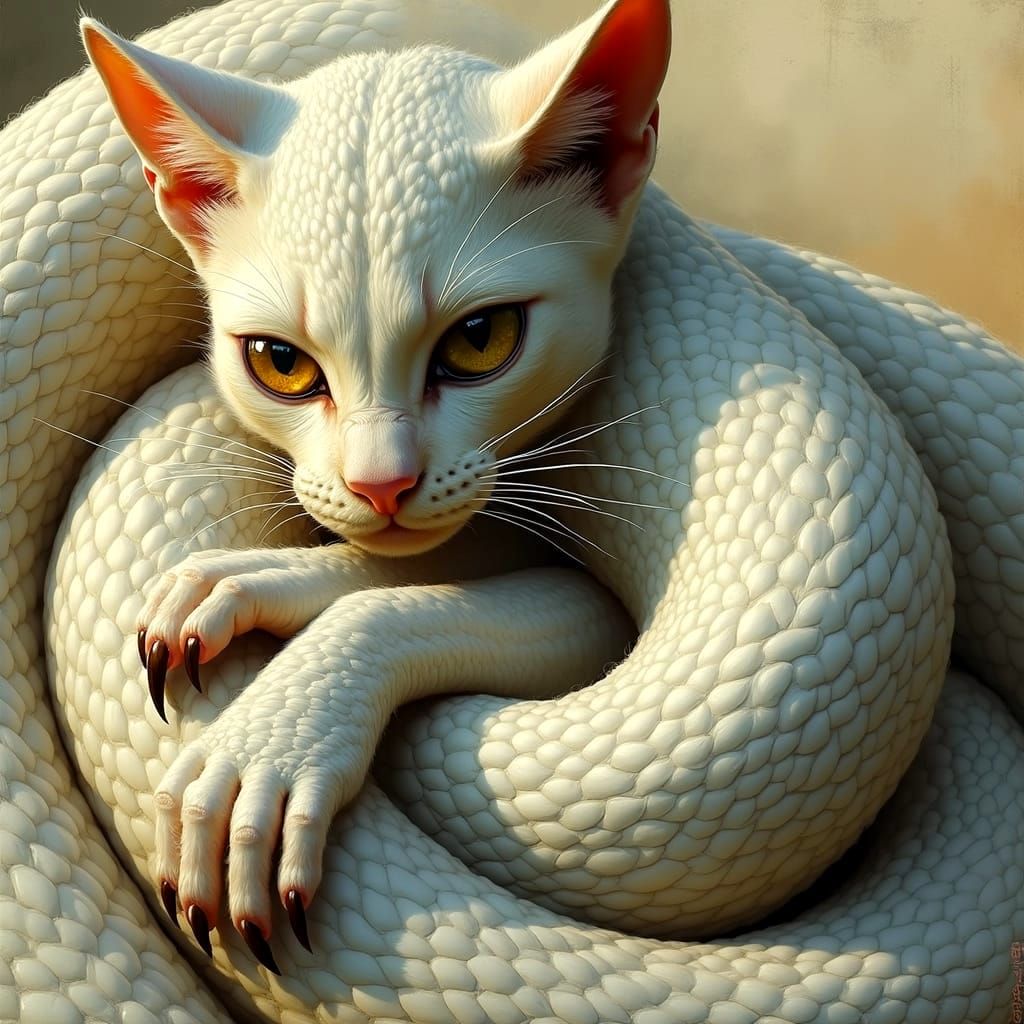 Cobra Cat - Gothic Cobra Cat in Oilpaint Style