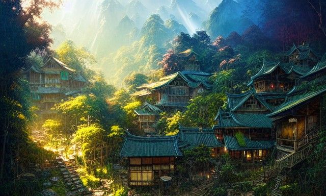 Japanese Village - AI Generated Artwork - NightCafe Creator