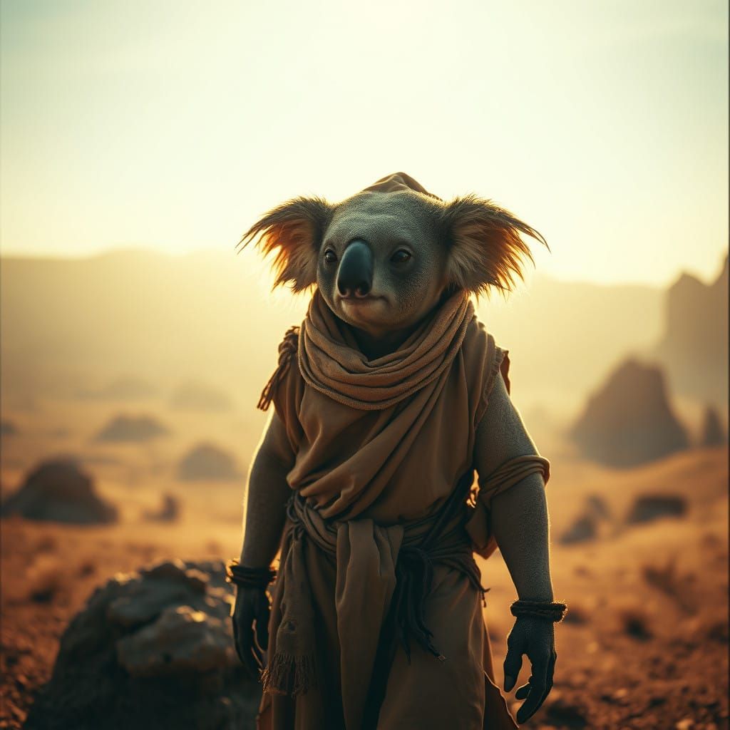 Koala Alien - Ethereal Koala Alien Hero in Alien Landscape