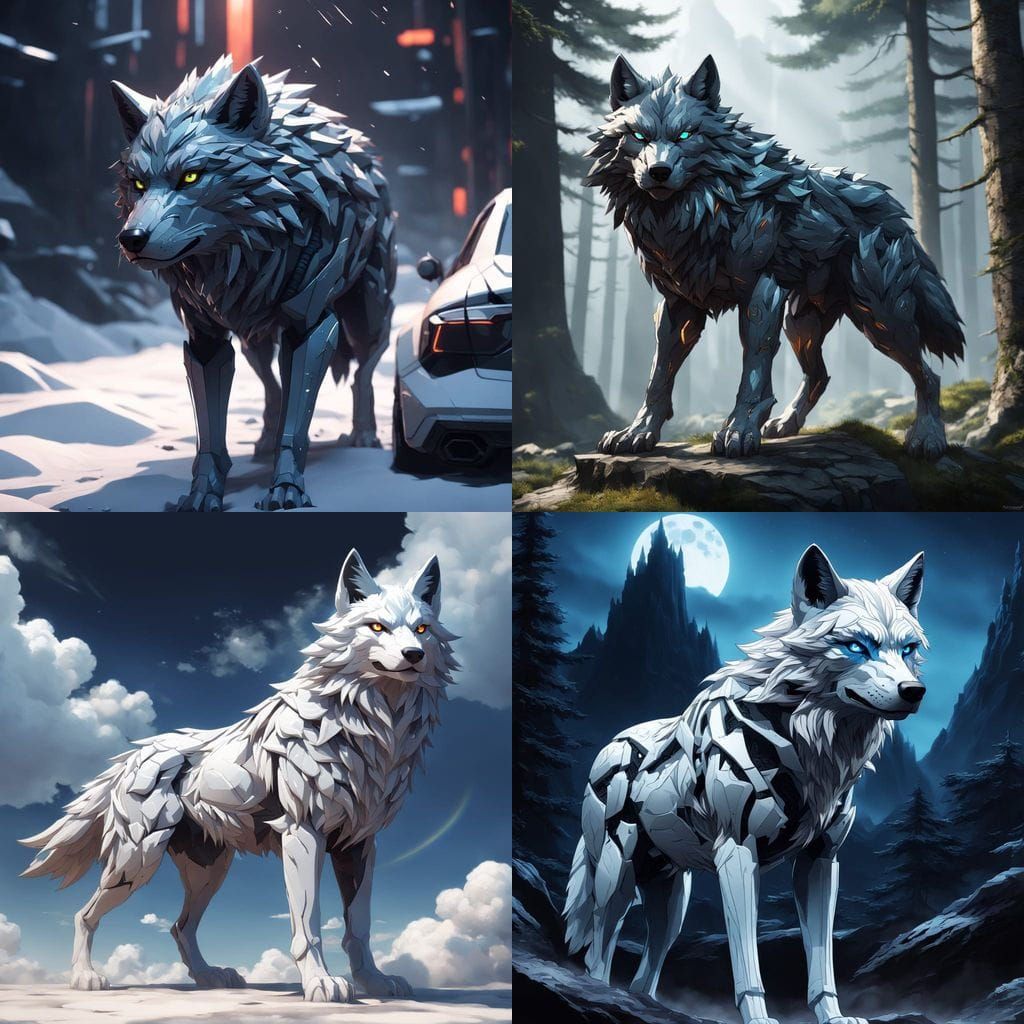 Direwolf Protogen - Surreal Wolf Protogen in Cyberpunk Aesth...
