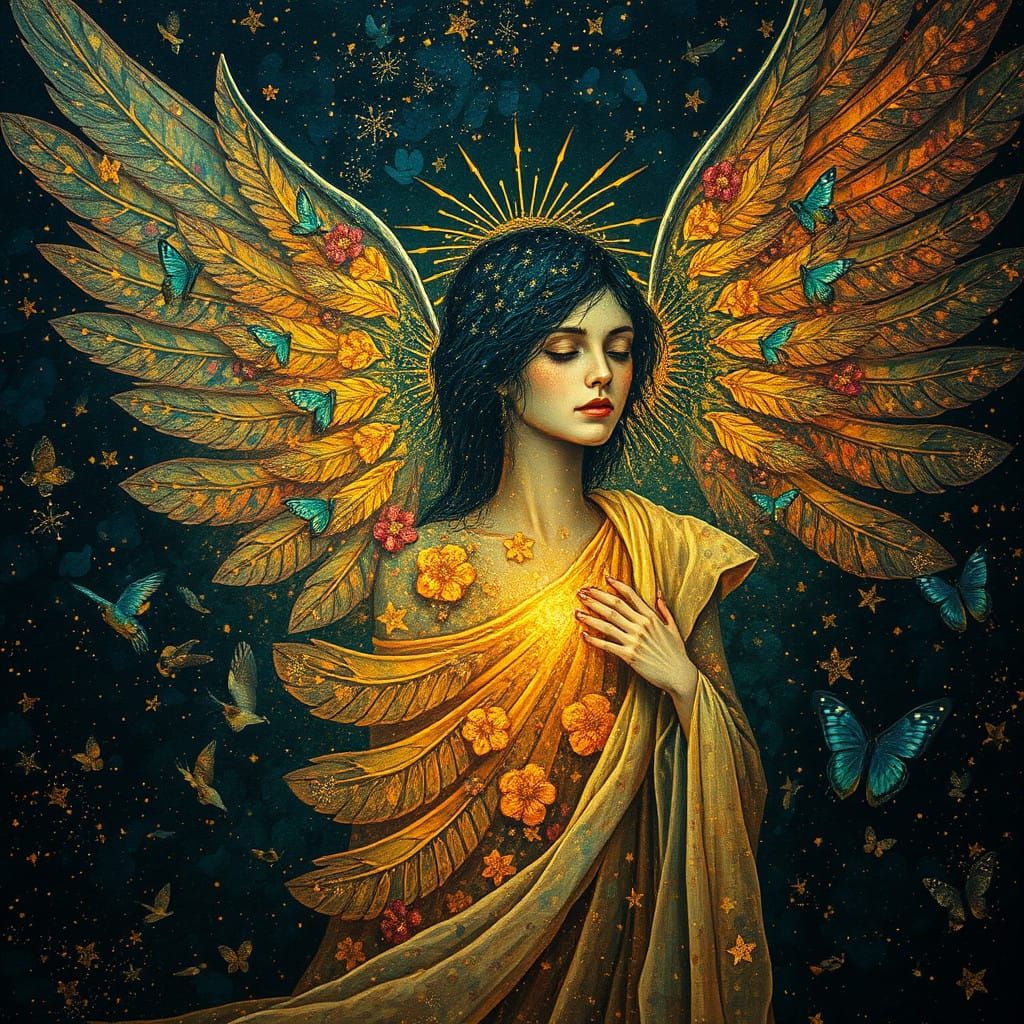 The Golden Angels" - Spectral Guardians in Heavenly Splendor