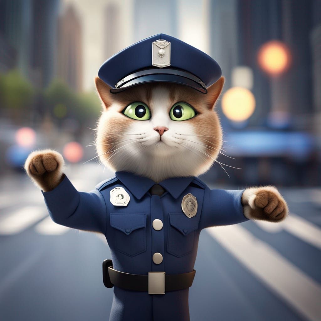 police cat directing traffic - AI Generated Artwork - NightCafe Creator