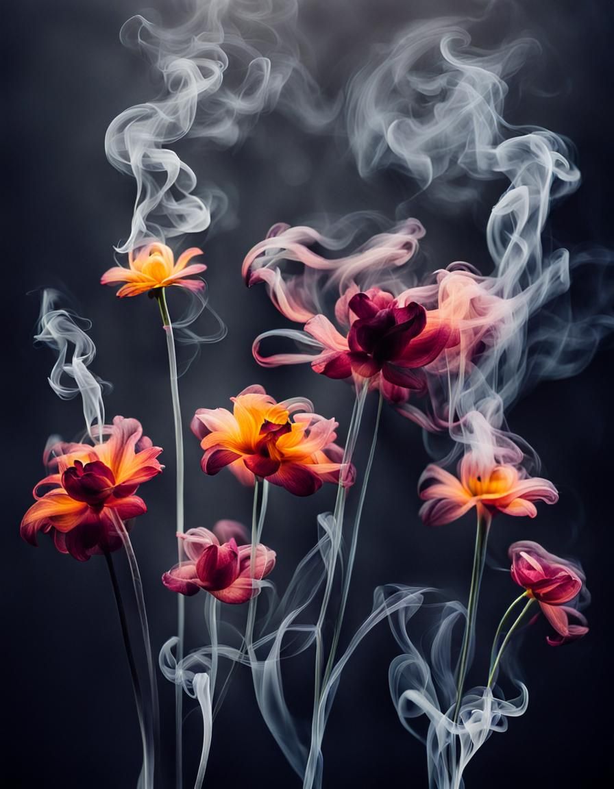 Flowers made out of smoke - AI Generated Artwork - NightCafe Creator