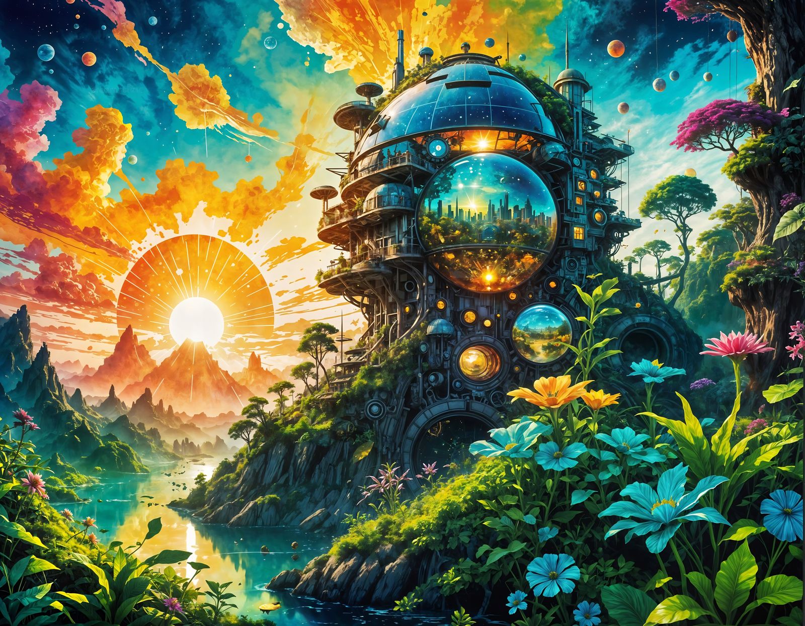 Warm sunny day, 2075 - Vibrant Solarpunk Utopia in a Futuris...