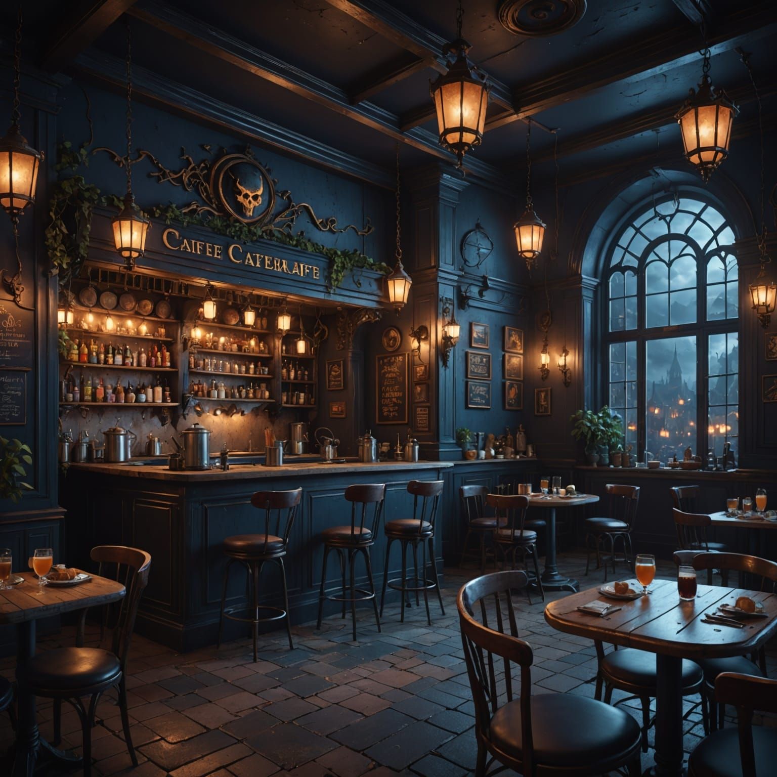 Witch cafe - Eerie Nighttime Cafe in a Dark Fantasy World