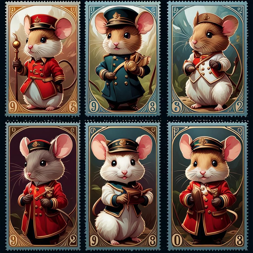 A limited edition "Mouse in a uniform" limited edition postage stamp ...