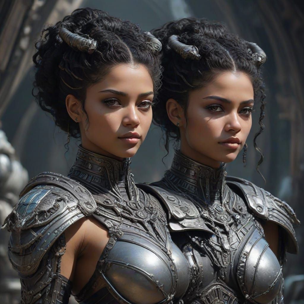 Ethereal Alien Warriors in Gigeresque Armor - AI Art