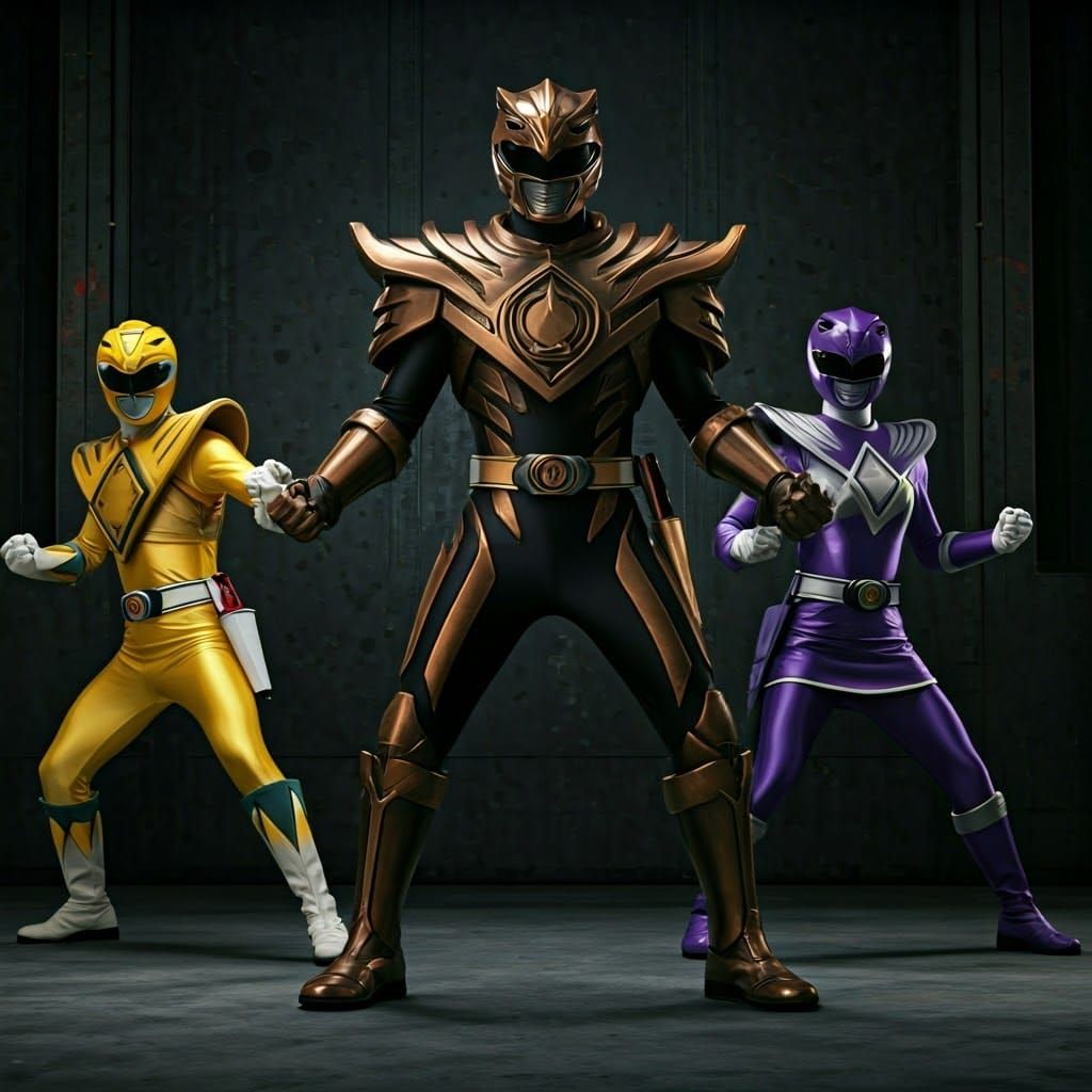 Bronze Power Ranger full length costume spirit of the wolf standing ...