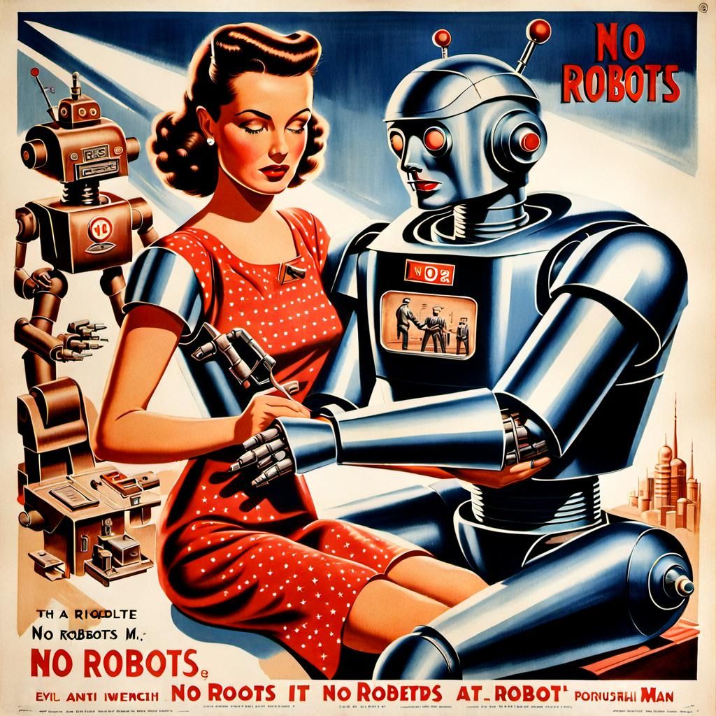 1950's Propaganda Anti-Robot Poster - AI Generated Artwork - NightCafe ...