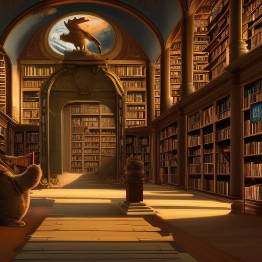 inside a giant library - AI Generated Artwork - NightCafe Creator