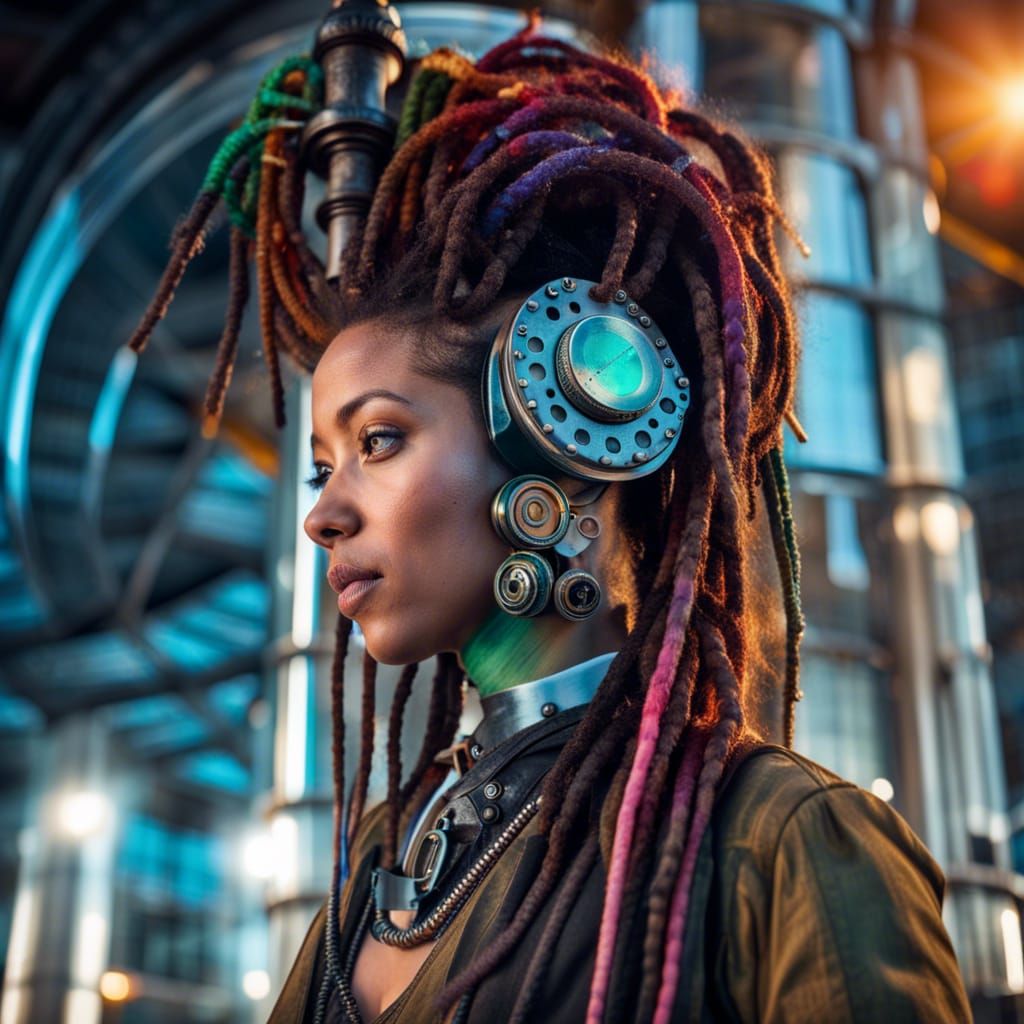 Beautiful lady with colorful dreadlocks at the tallest building - AI Generated Artwork ...
