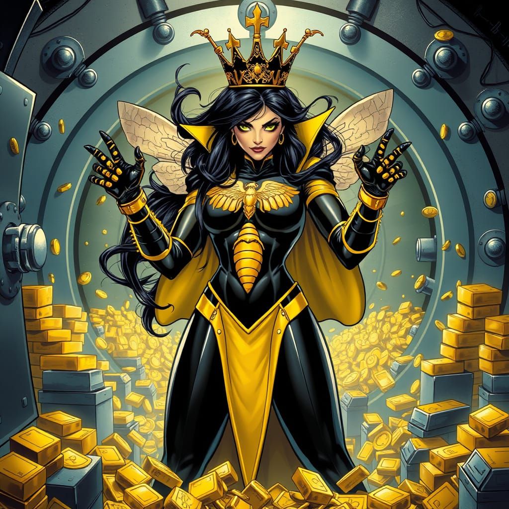 Cyberpunk Queen Bee Heist - AI Art