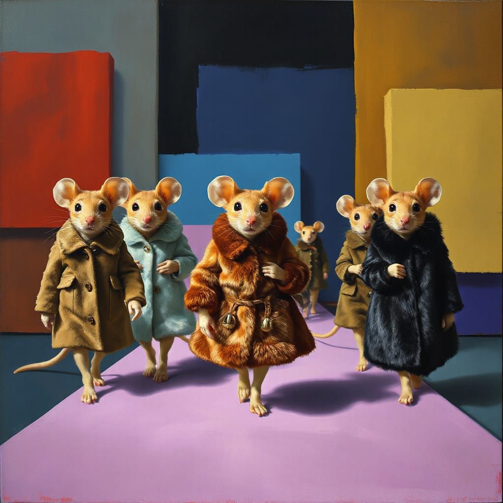 Elegant Mice Strut Down a Fauvist Catwalk in Bold ... - AI Art