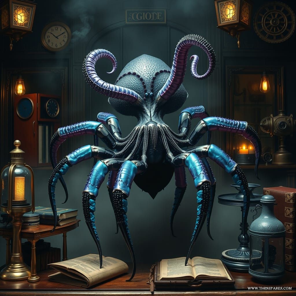 Majestic Cephalopod Arachnid Hybrid in Steampunk L... - AI Art