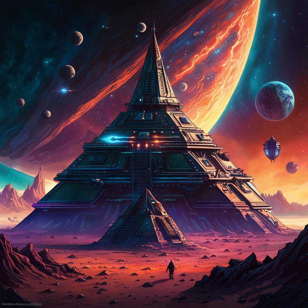 A Nebula Style Space Pyramid Ship On a Alien Planet Epic cinematic ...