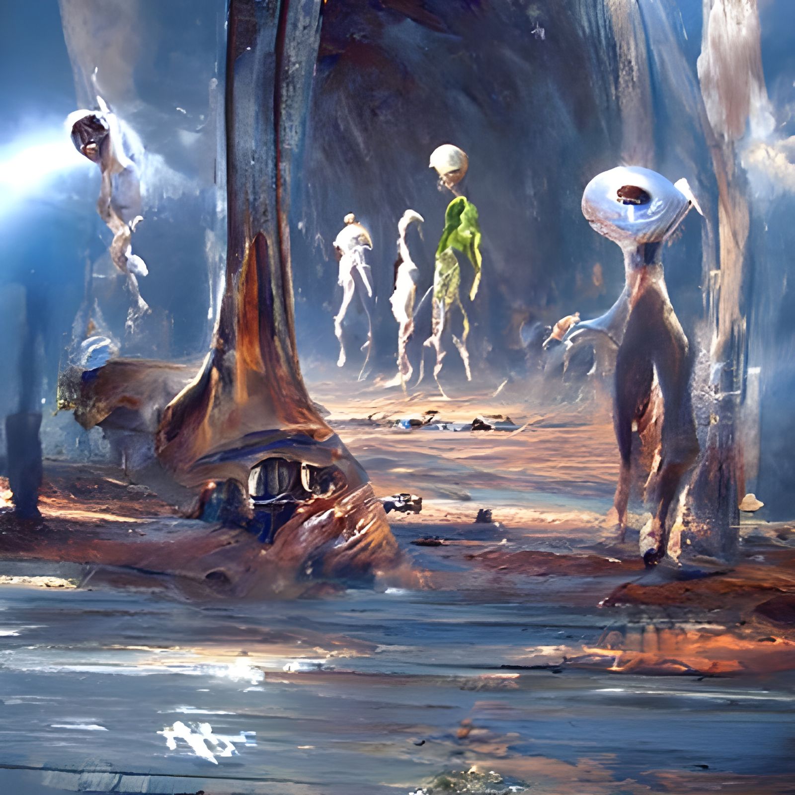 Spaceport Aliens - AI Generated Artwork - NightCafe Creator