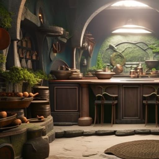 Hobbit House Kitchen with Skylights - AI Generated Artwork - NightCafe ...