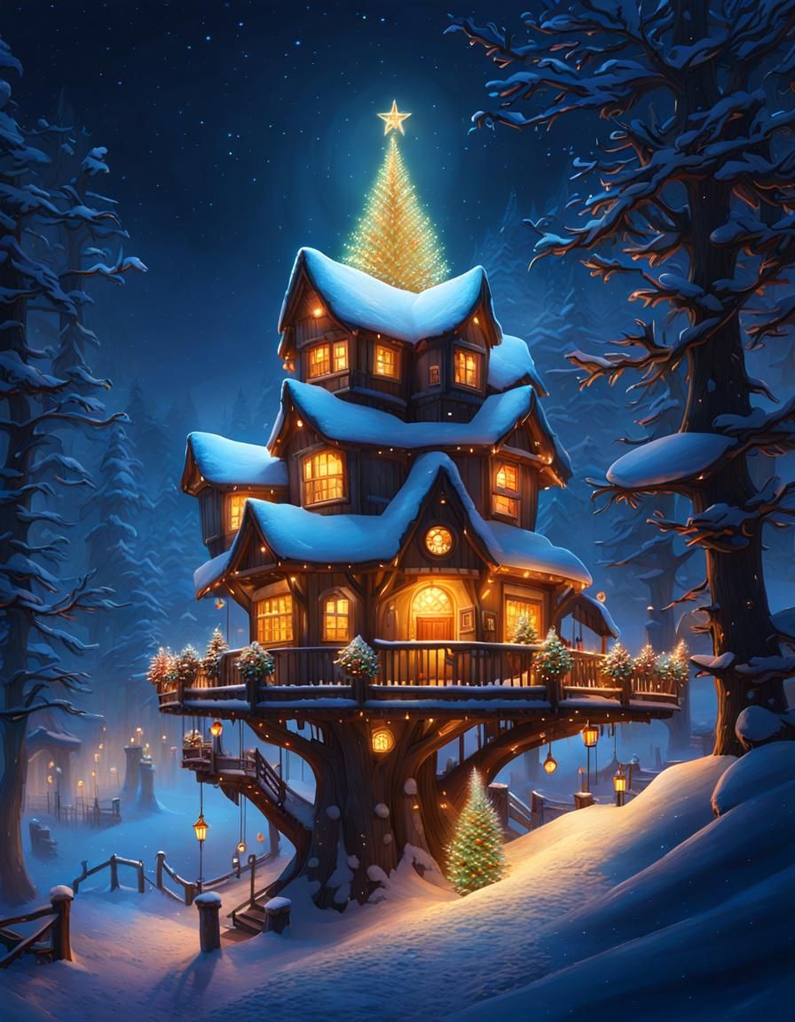 Decorated Treehouse - AI Generated Artwork - NightCafe Creator
