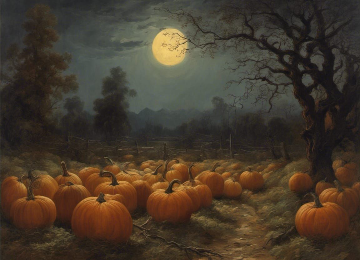 pumpkin patch at night by Caspar David Friedrich - AI Generated Artwork ...