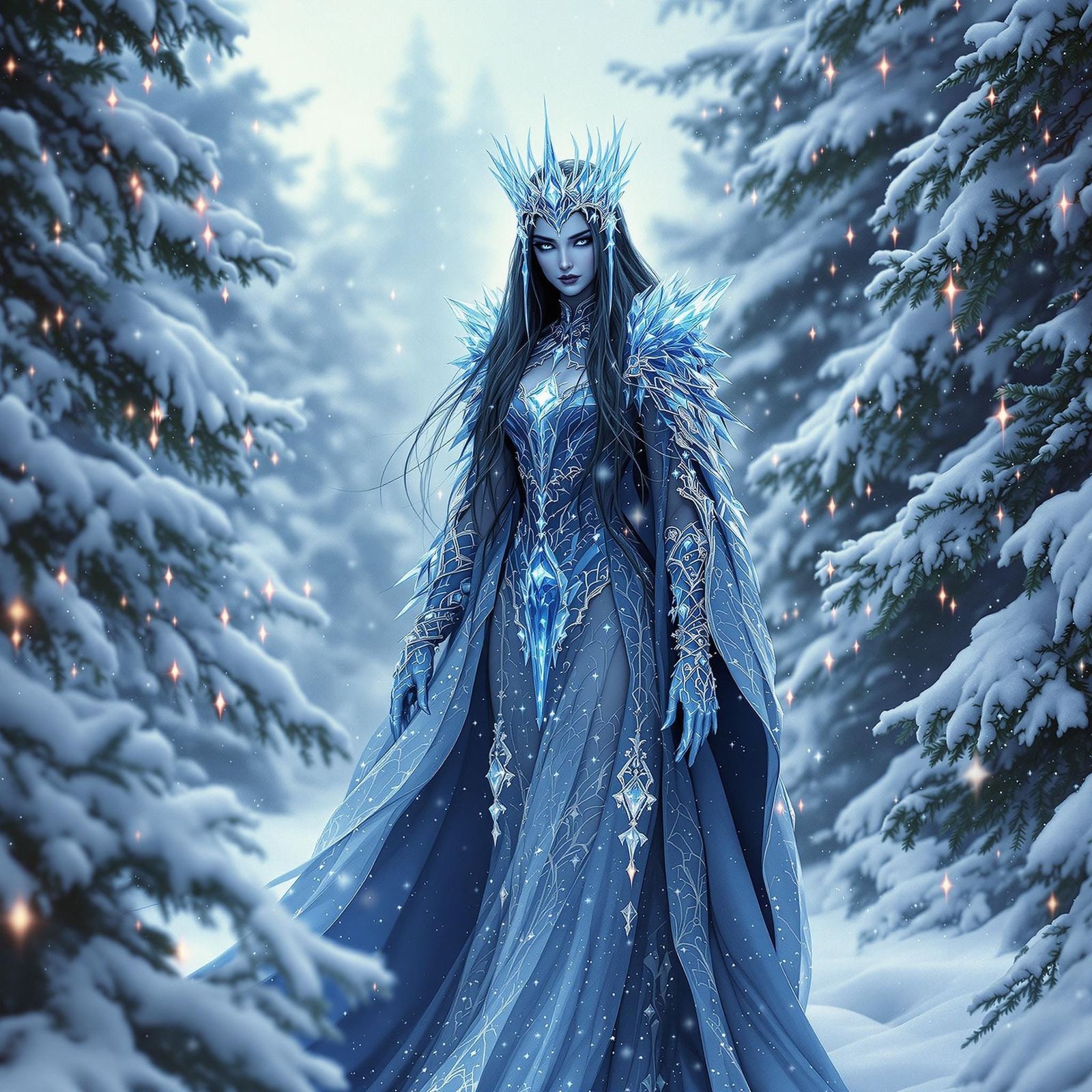 An ice witch of Christmas season. detailed matte p... - AI Art