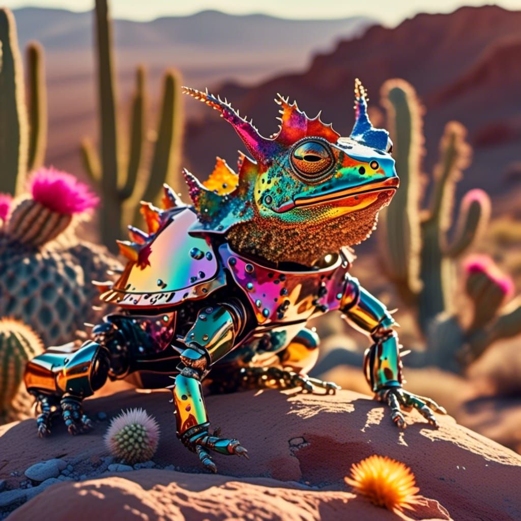 Robot desert lizard - AI Generated Artwork - NightCafe Creator