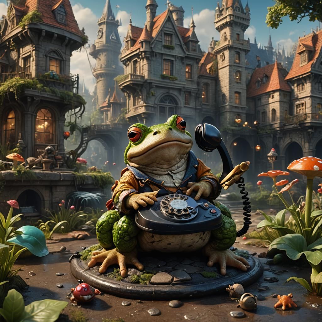 Toad talking on a telephone - AI Generated Artwork - NightCafe Creator