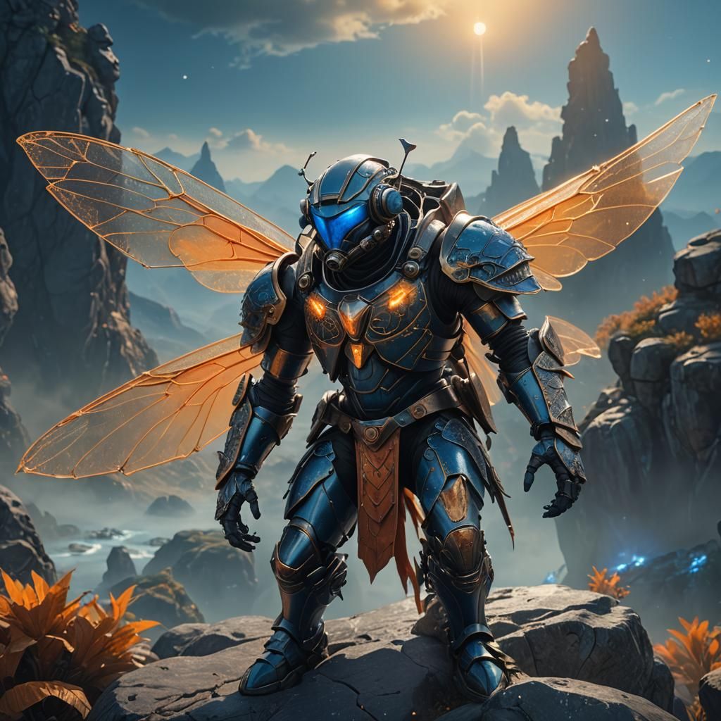 A Fly Warrior in Armour - Ethereal Fly Warrior in Majestic A...