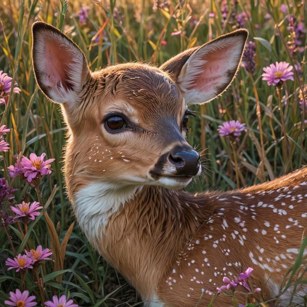 Cute little Fawn close up in flowers (2) - AI Generated Artwork ...