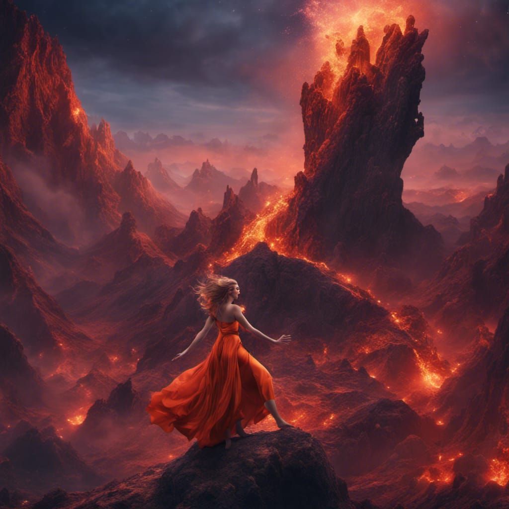 Lady Dancing on Volcano - AI Generated Artwork - NightCafe Creator