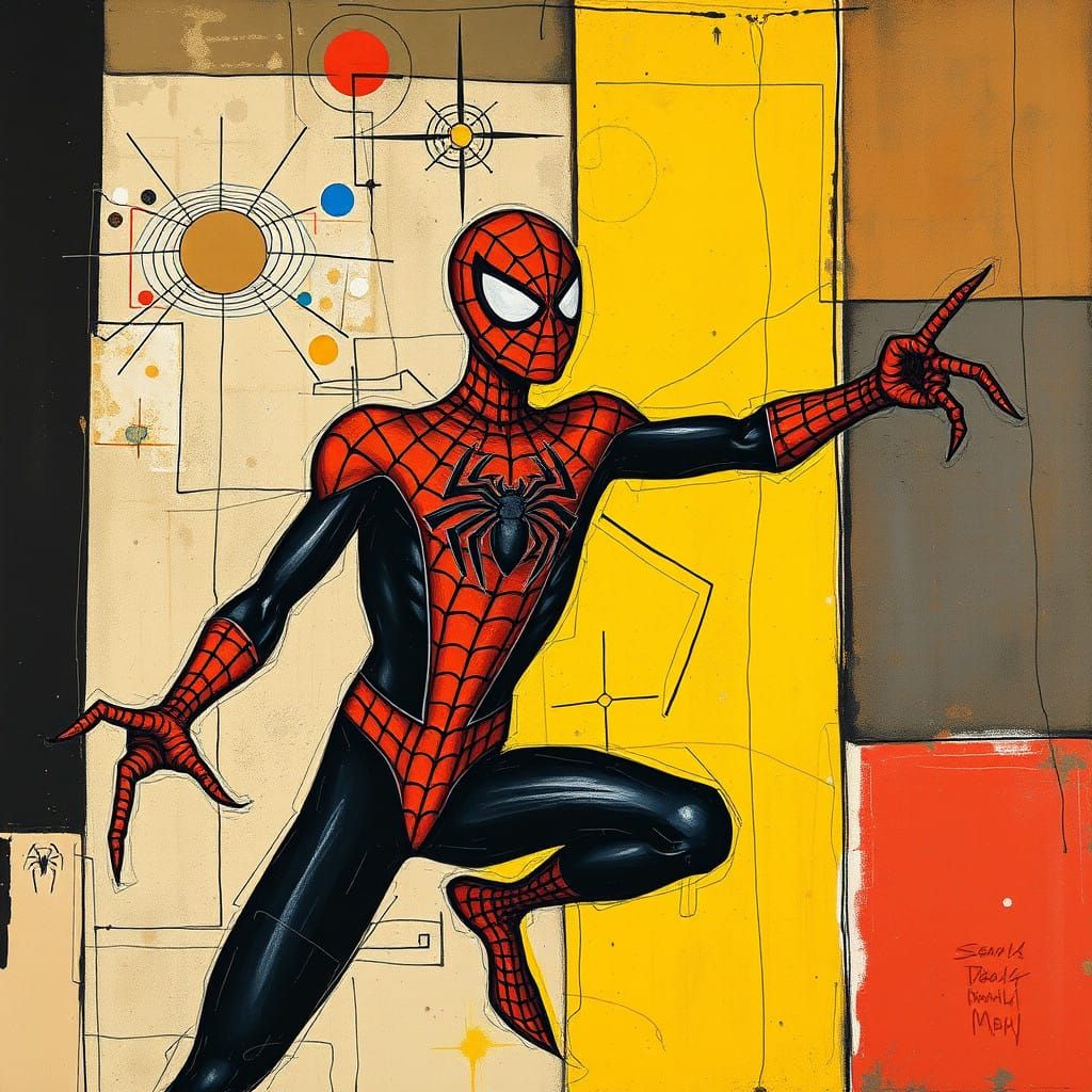 Cubist Spider-Man in Cosmic Perspective - AI Art