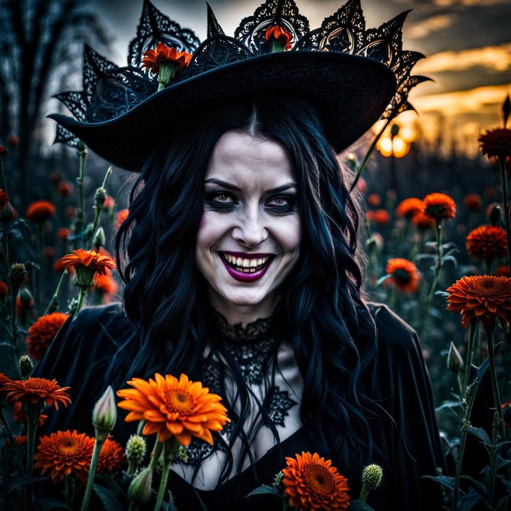 goth witch devishly laughing - AI Generated Artwork - NightCafe Creator