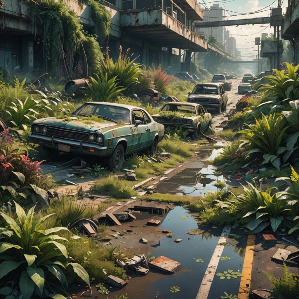 Post-apocalyptic highway - AI Generated Artwork - NightCafe Creator