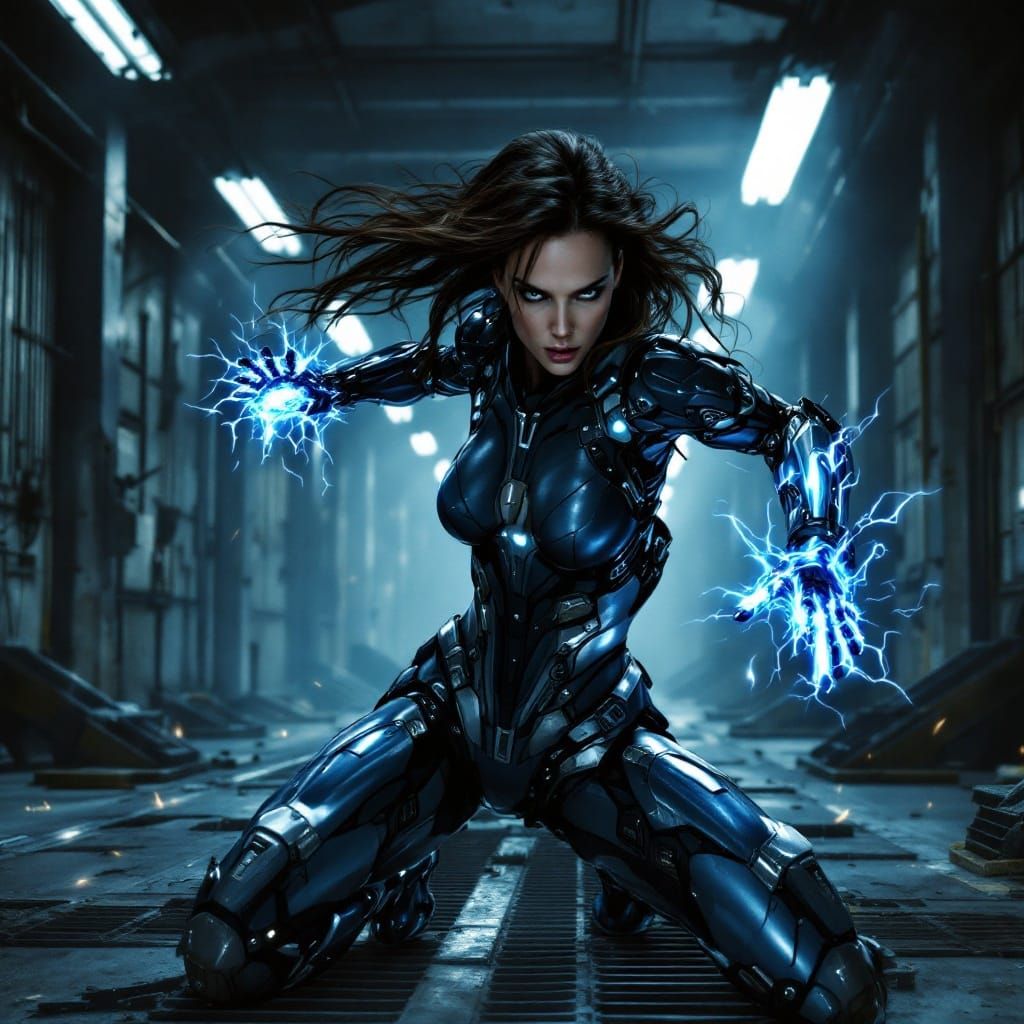 Kate Beckinsale in High-Tech Exosuit Engages in Fu... - AI Art