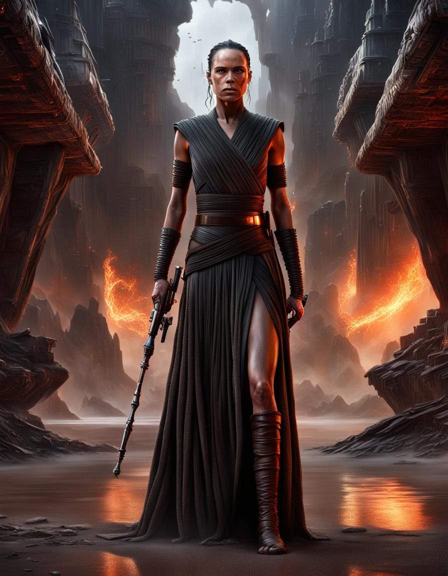 full body unclad female dark Rey from star wars Epic cinematic ...