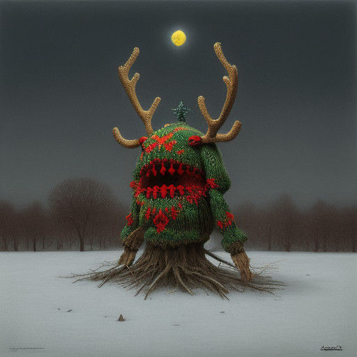 Bizarre Christmas Sweater in Grotesque Realism Sty... - AI Art