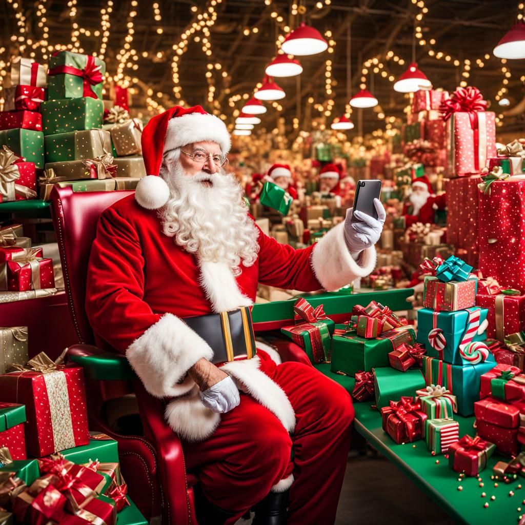 Santa Claus Taking a Selfie with his Massive Presents... All Presents ...